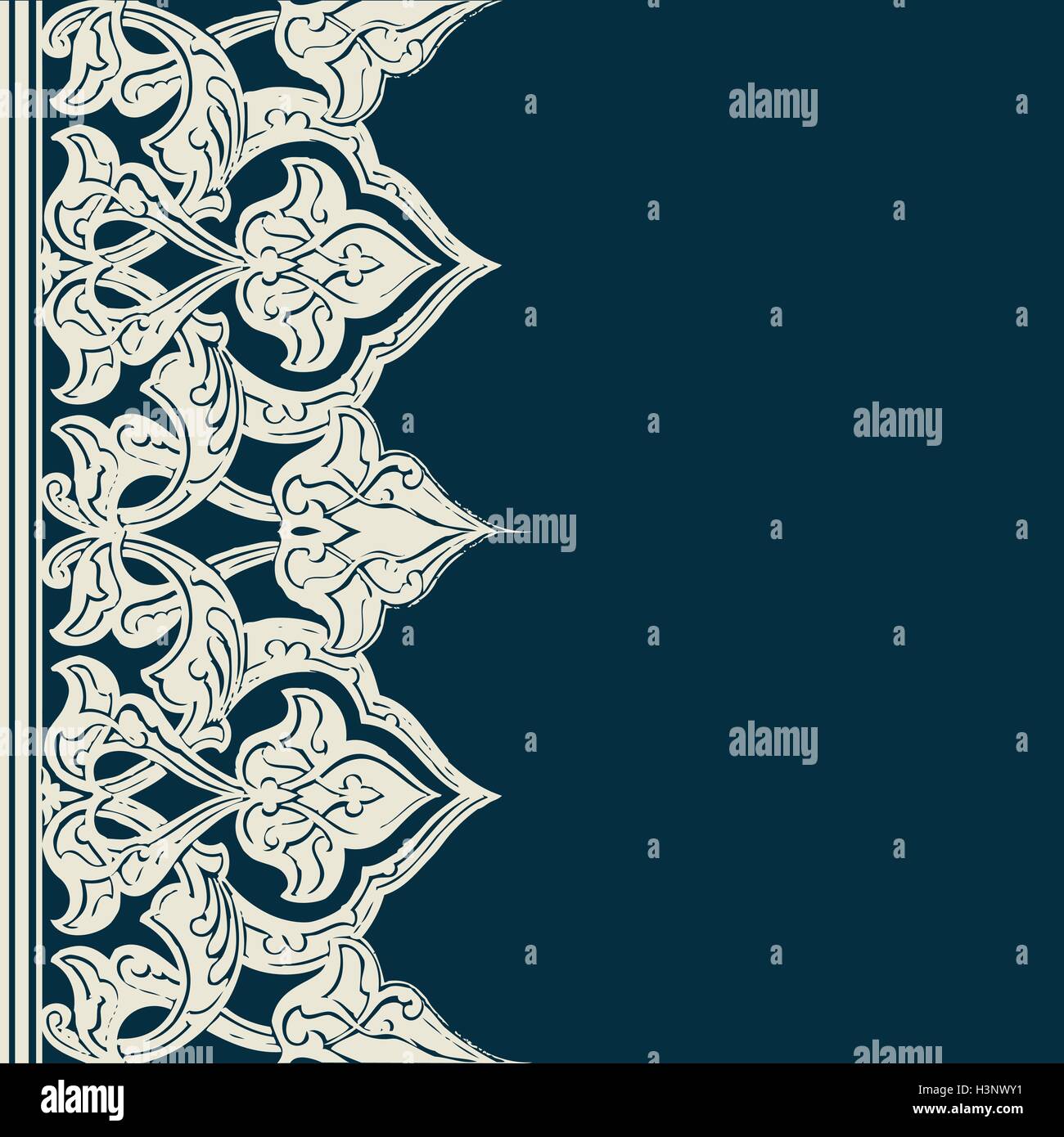 Vector illustration of ornamental seamless border (Arabic style) blue ...