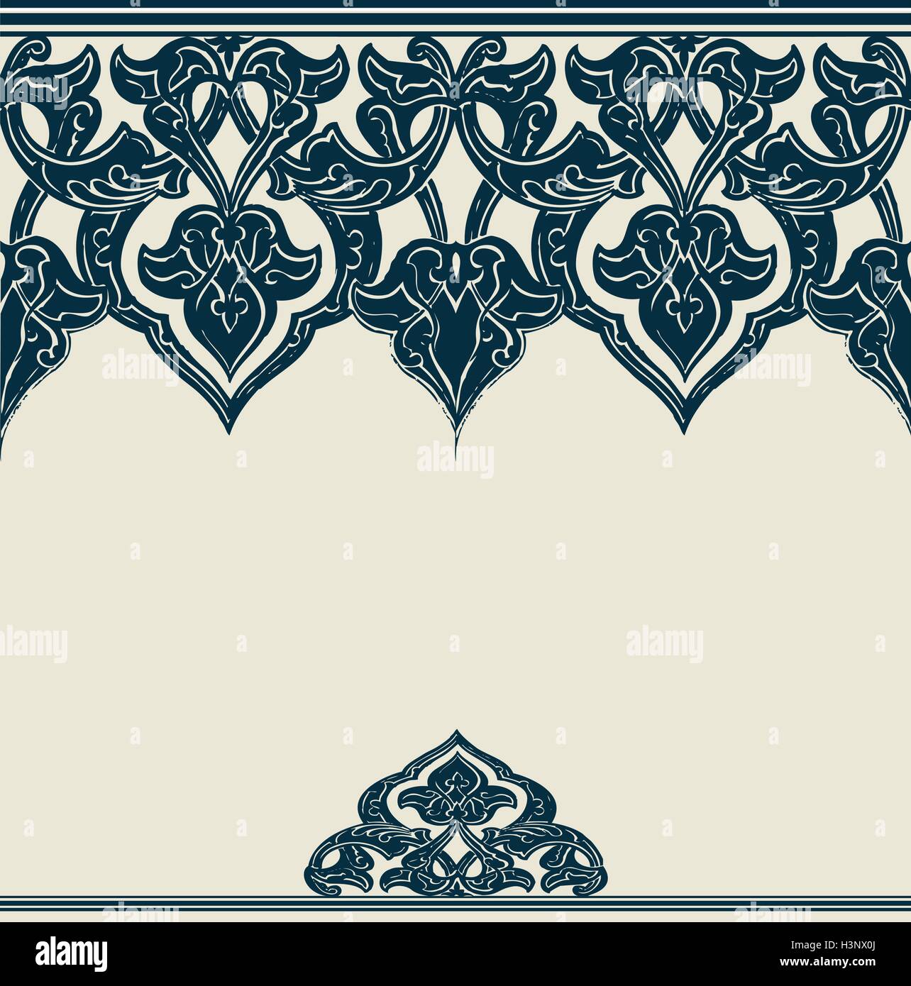 Vector illustration of ornamental seamless border (Arabic style) blue ...