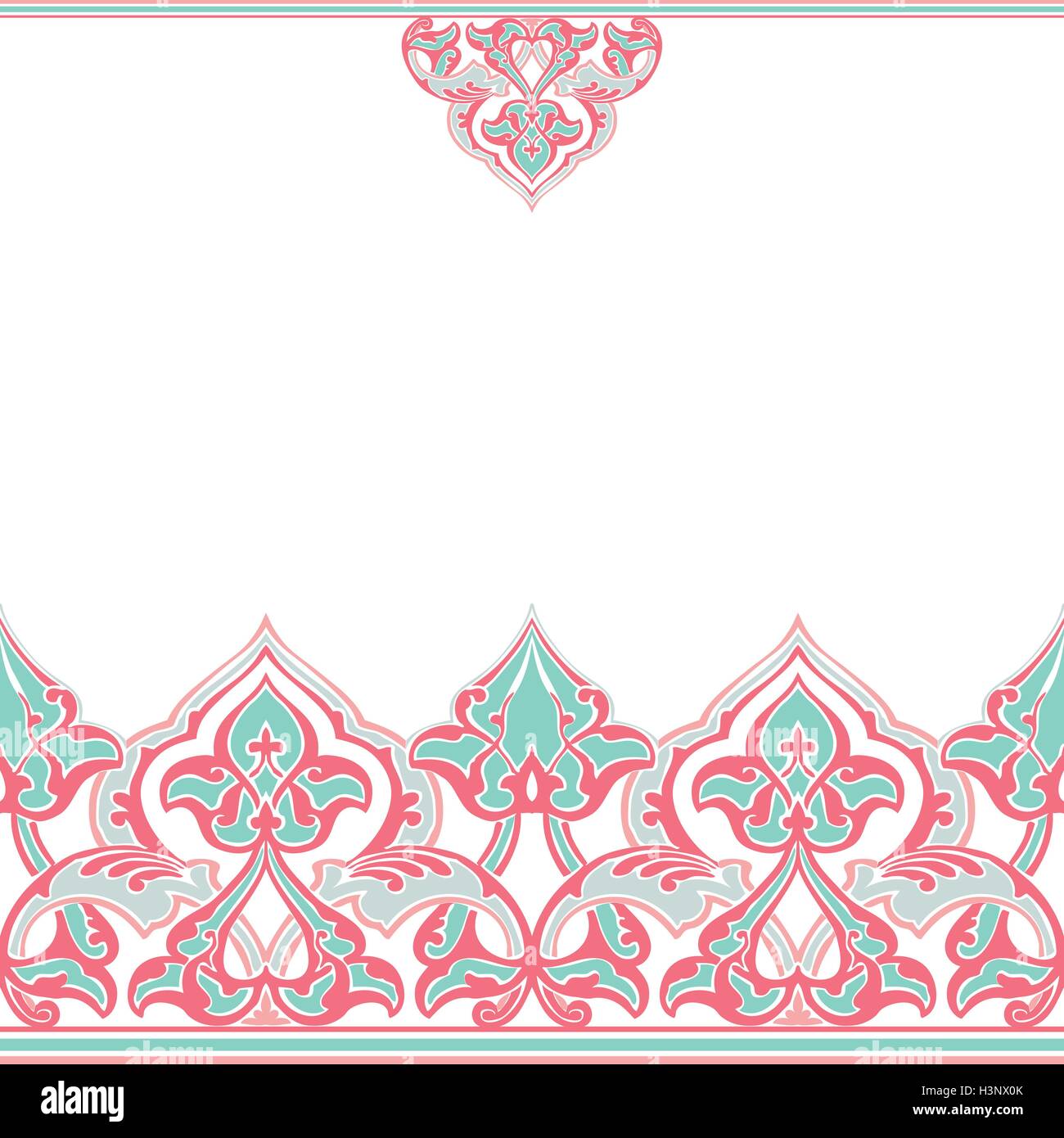 Vector ornate seamless border in Eastern style. Outline element for ...
