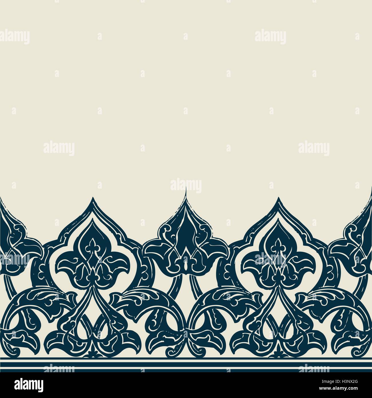 Vector illustration of ornamental seamless border (Arabic style) blue ...
