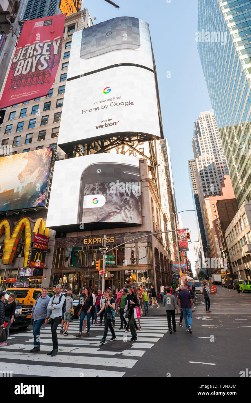 A giant illuminated video display in Times Square in New York promotes ...