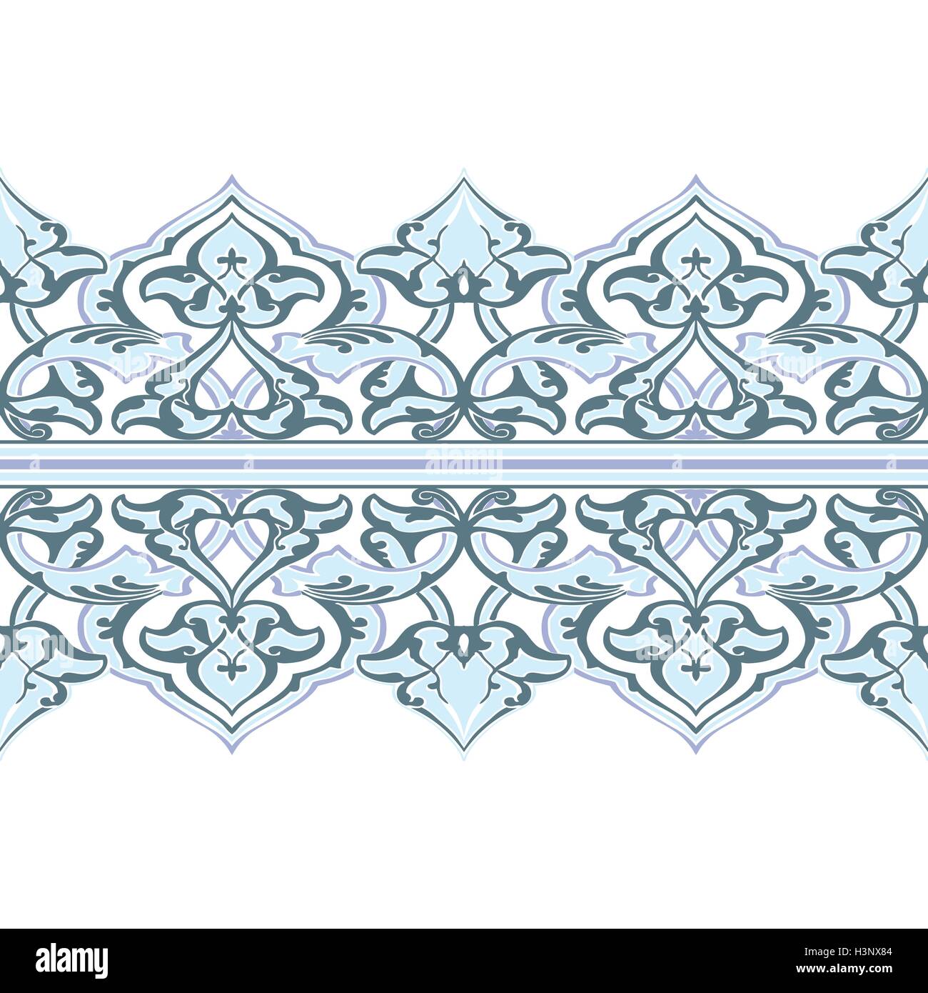 Vector ornate seamless border in Eastern style. Outline element for ...