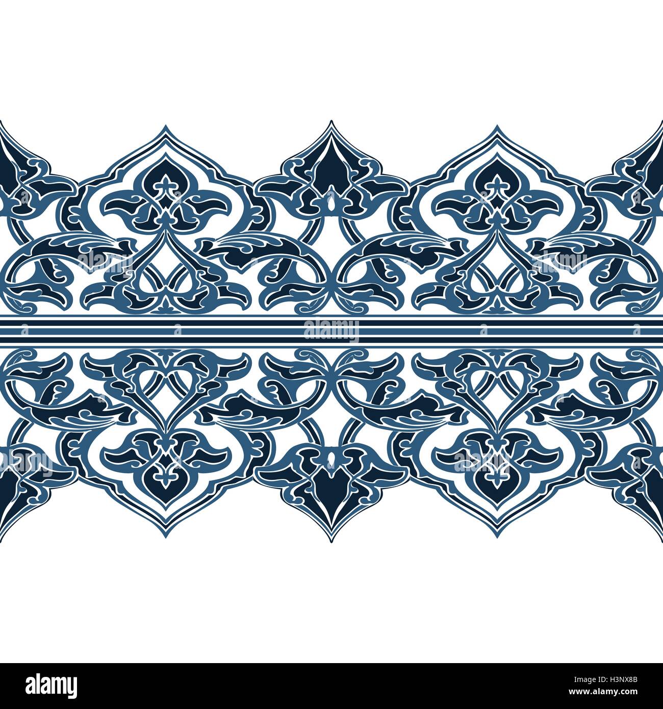 Vector ornate seamless border in Eastern style. Outline element for ...