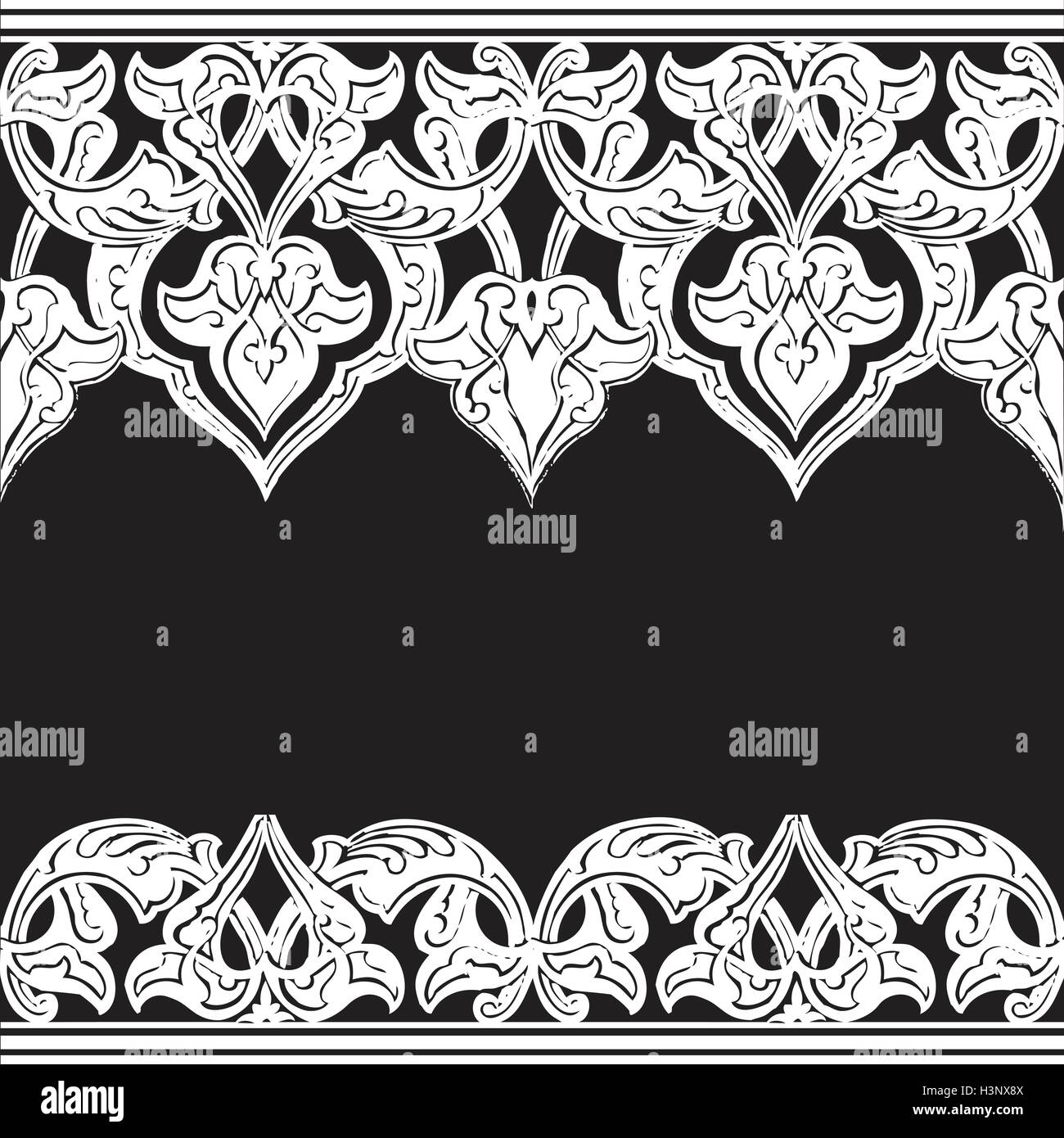 Vector illustration of ornamental seamless border (Arabic style) black ...