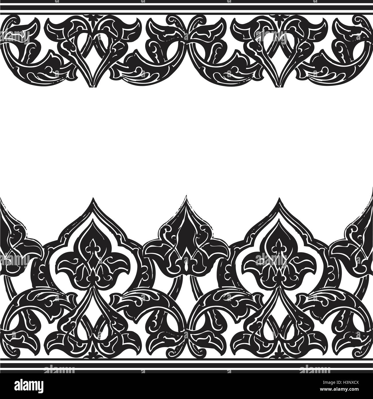 Vector illustration of ornamental seamless border (Arabic style) black ...