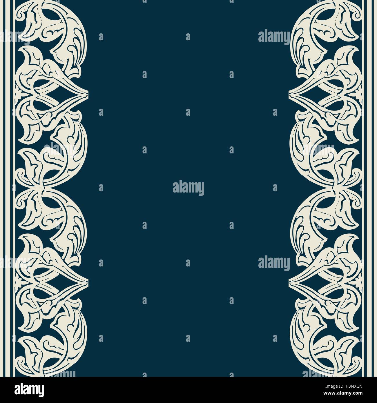 Vector illustration of ornamental seamless border (Arabic style) blue ...