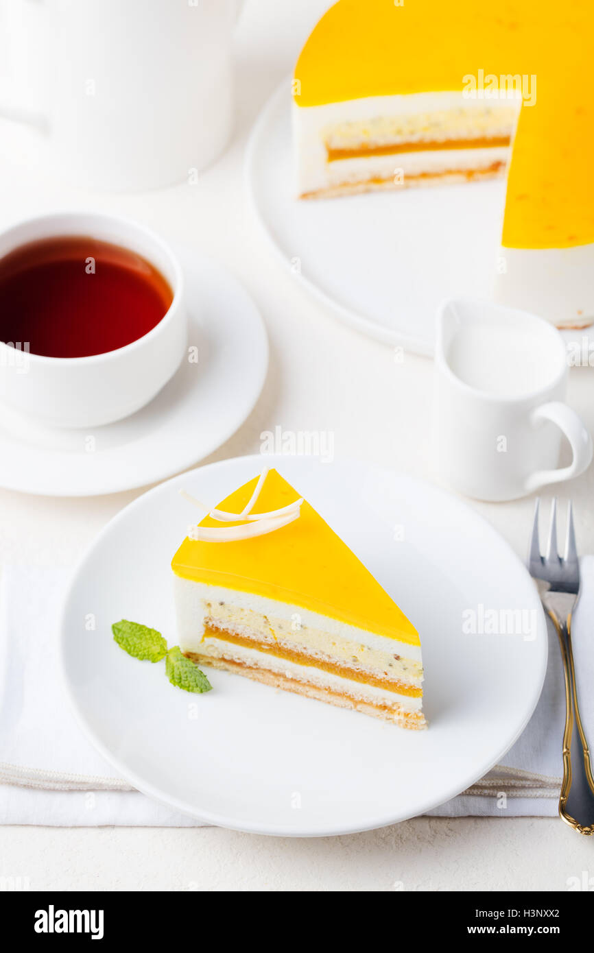 Passion fruit cake mousse dessert, tropical flavor Stock Photo - Alamy