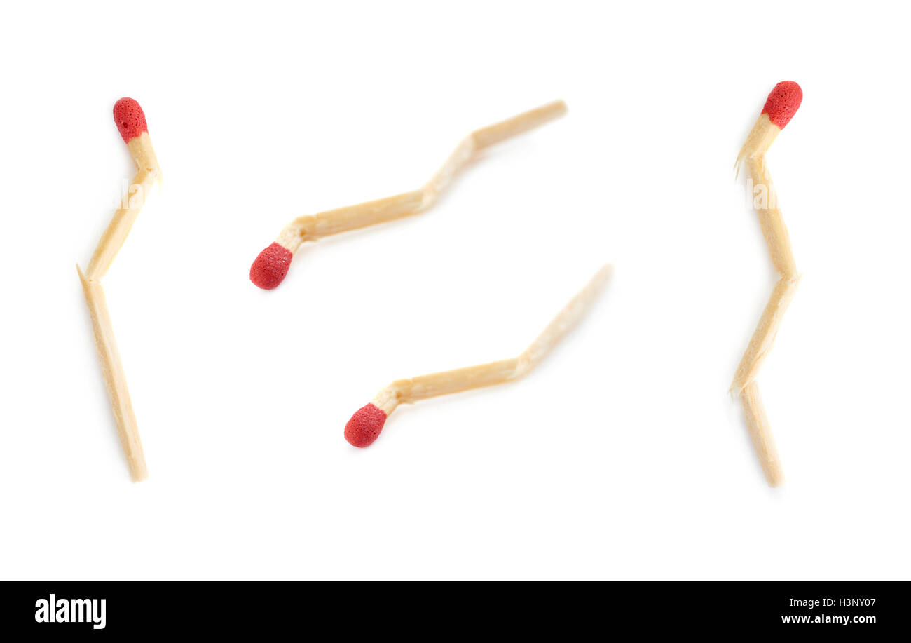 Set of Broken Wooden match isolated over the white background Stock ...