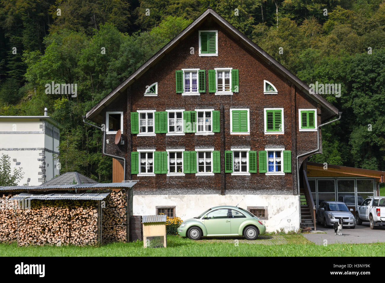Grafenort, Switzerland - 23 September 2016: rural view of a beautiful ...