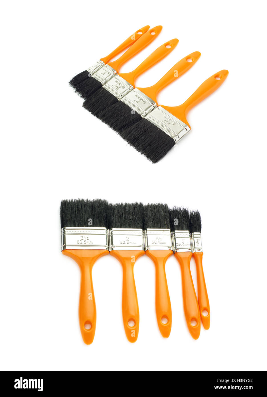 Set of Pile of Paint brushes over isolated white background Stock Photo ...