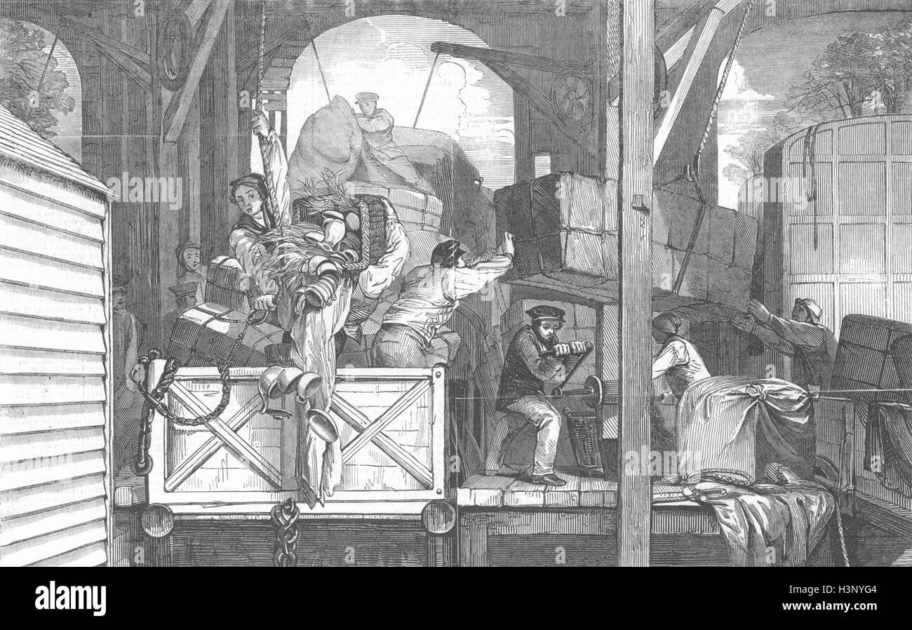 GLOUCESTER Moving goods, change of gauge, train 1846. Illustrated ...