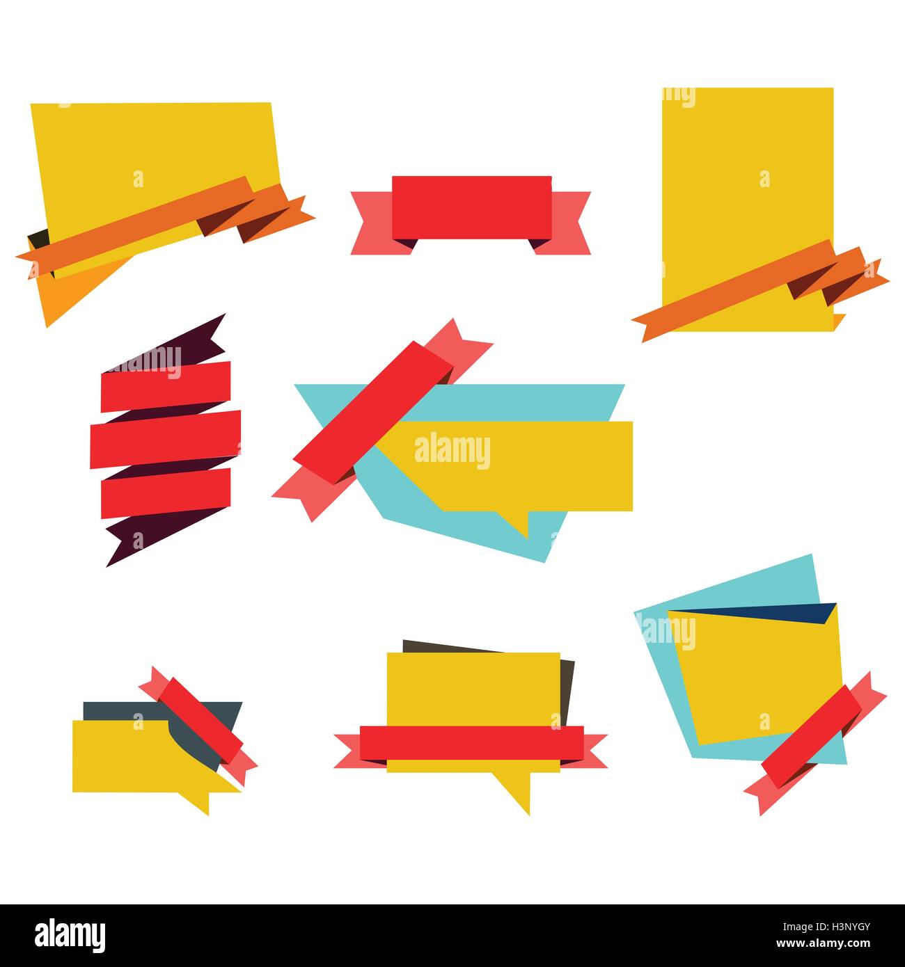 Vector set announcement banner, stickers and labels with ribbons of ...