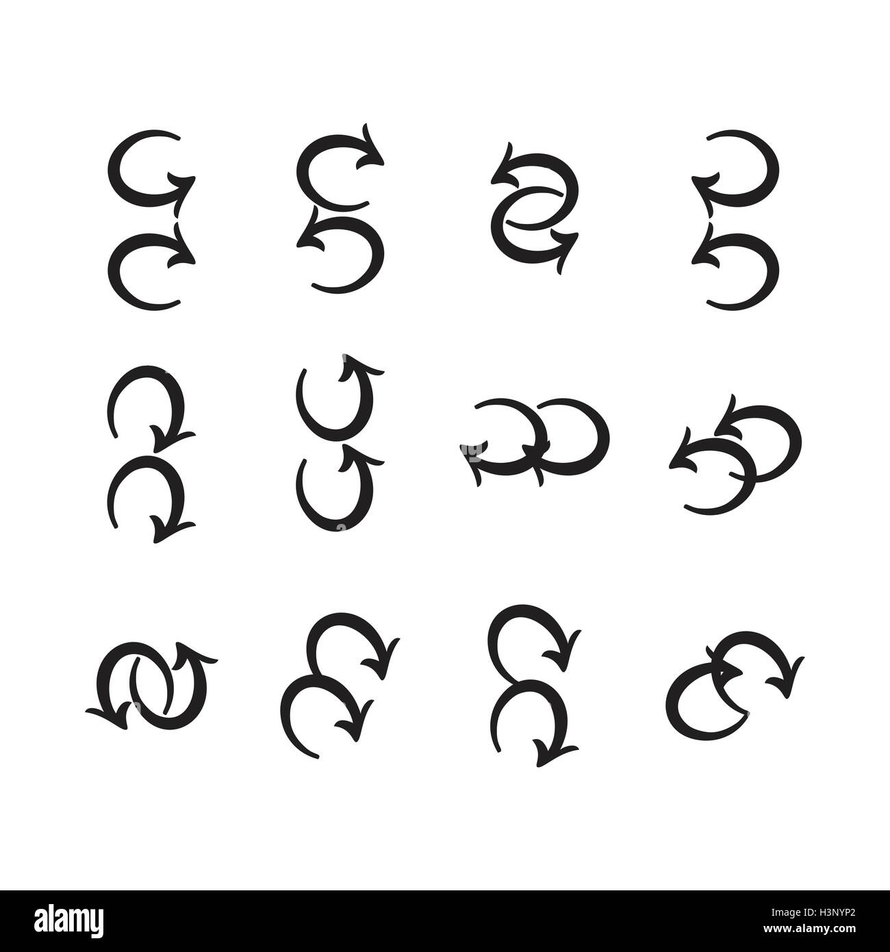 Simple Icon set related to Interface double Arrows on white background ...