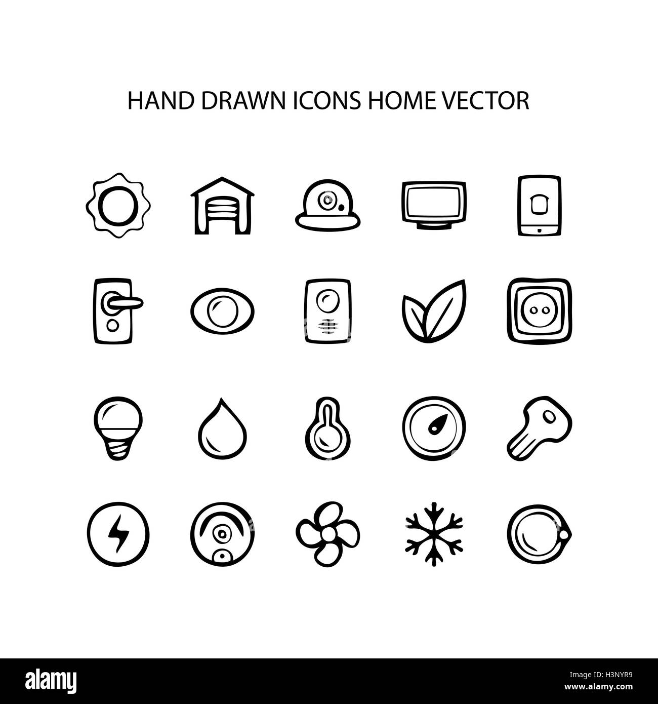 Set of web thin lines icons home vector illustration of white ...