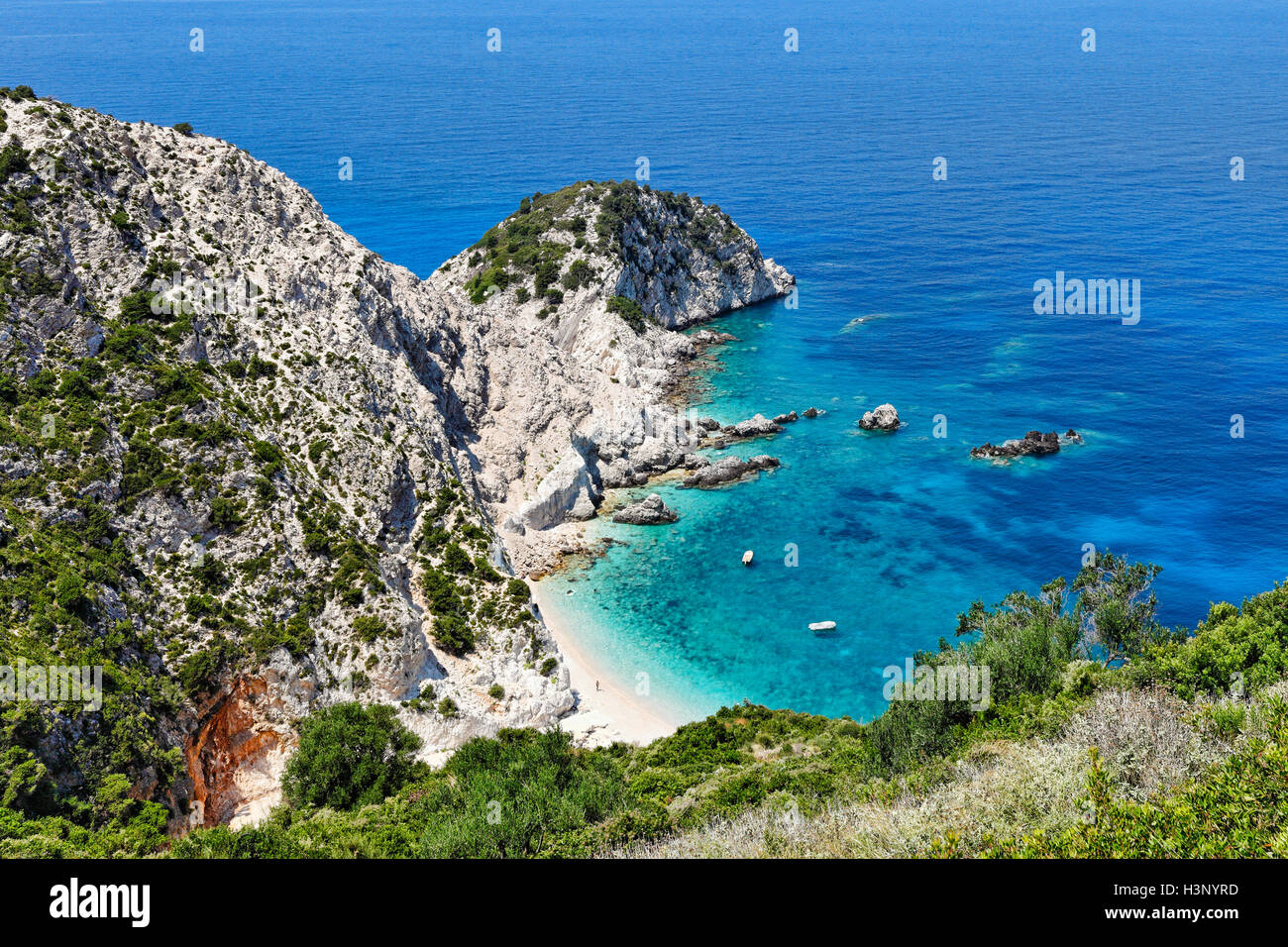 The beach Agia Eleni in Kefalonia island, Greece Stock Photo - Alamy