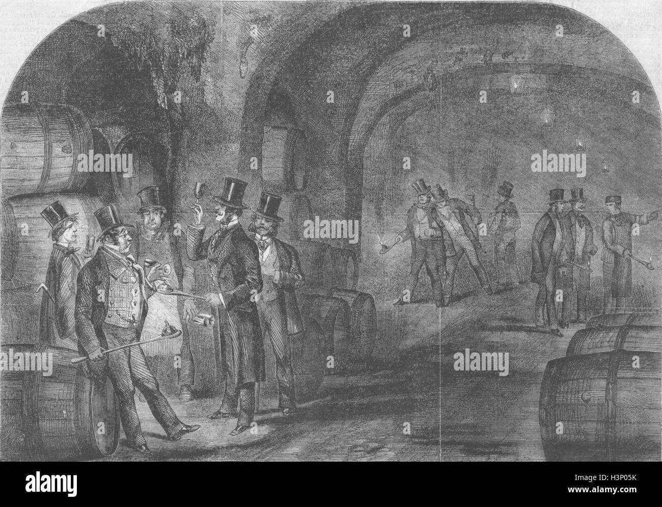 LONDON Wine tasting, docklands 1858. Illustrated Times Stock Photo - Alamy