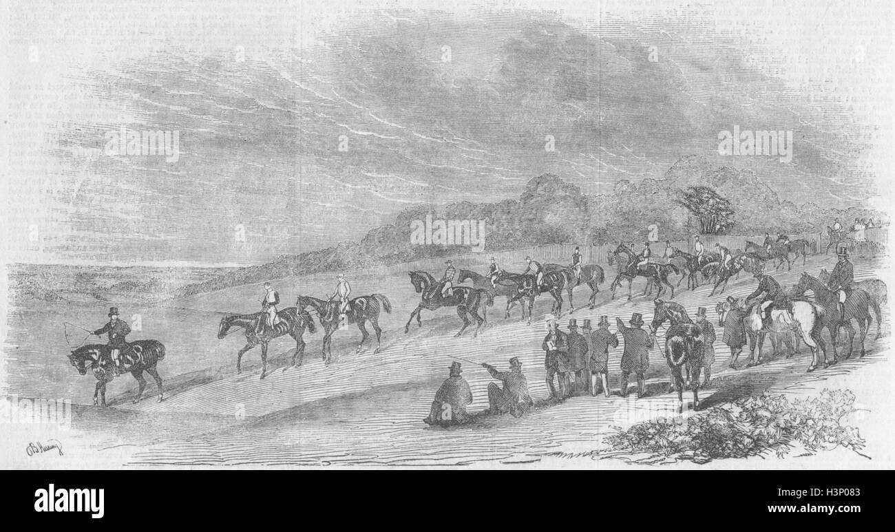 RACING The Derby Leaving the paddock 1859. Illustrated Times Stock ...