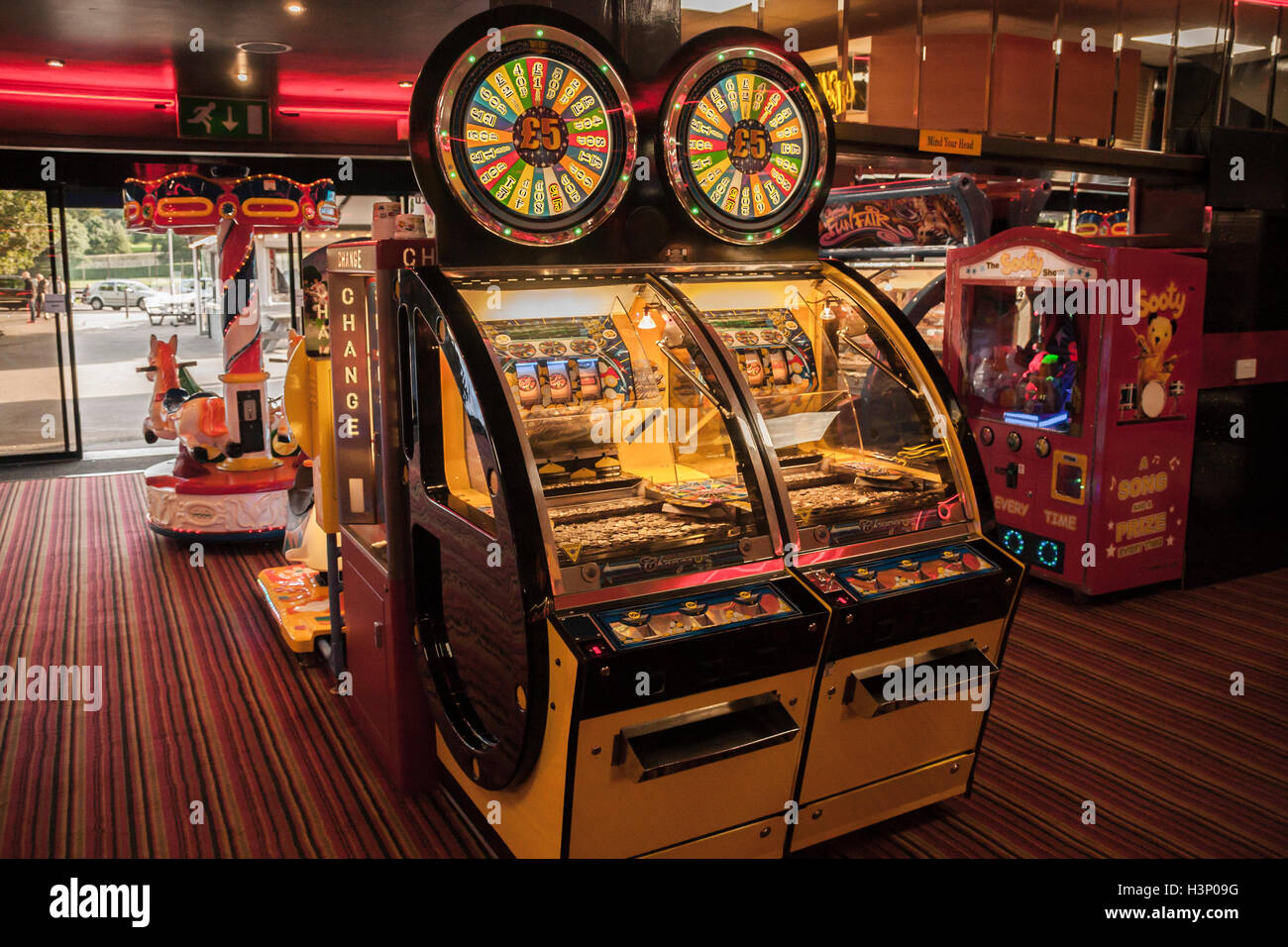 Inside an amusement arcade in Bowness on Windermere in the Lake ...