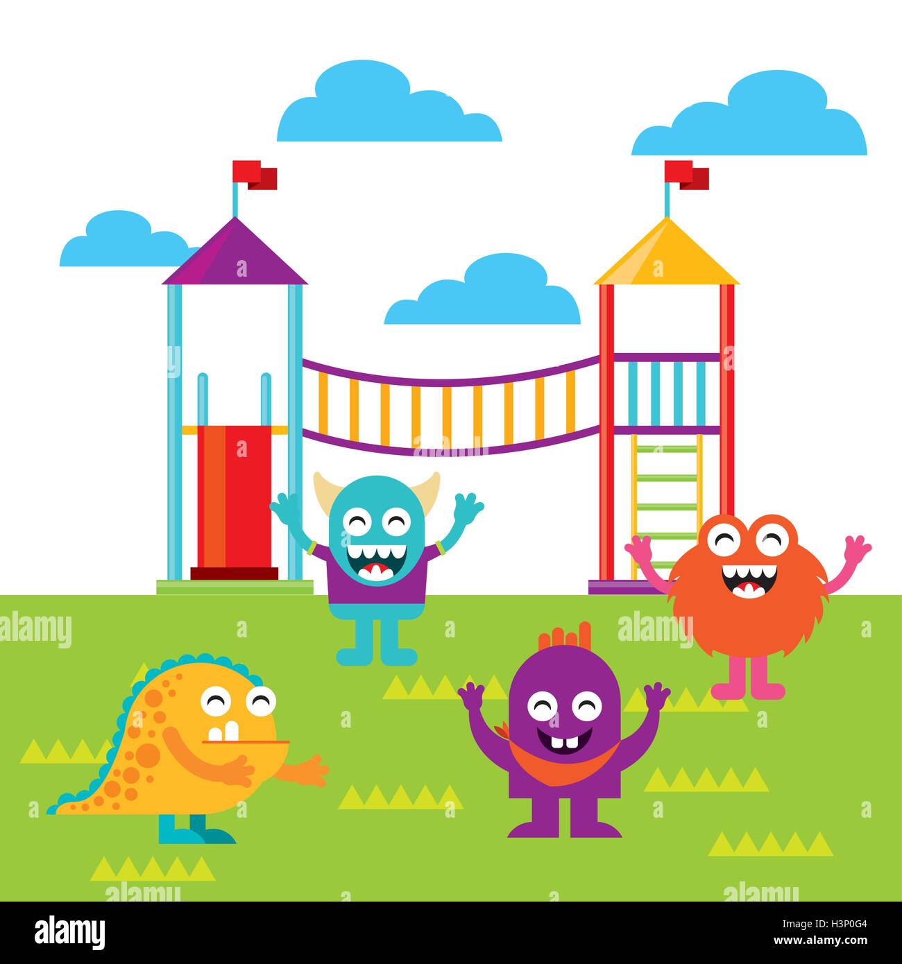 monster playing in playground Stock Vector Image & Art - Alamy