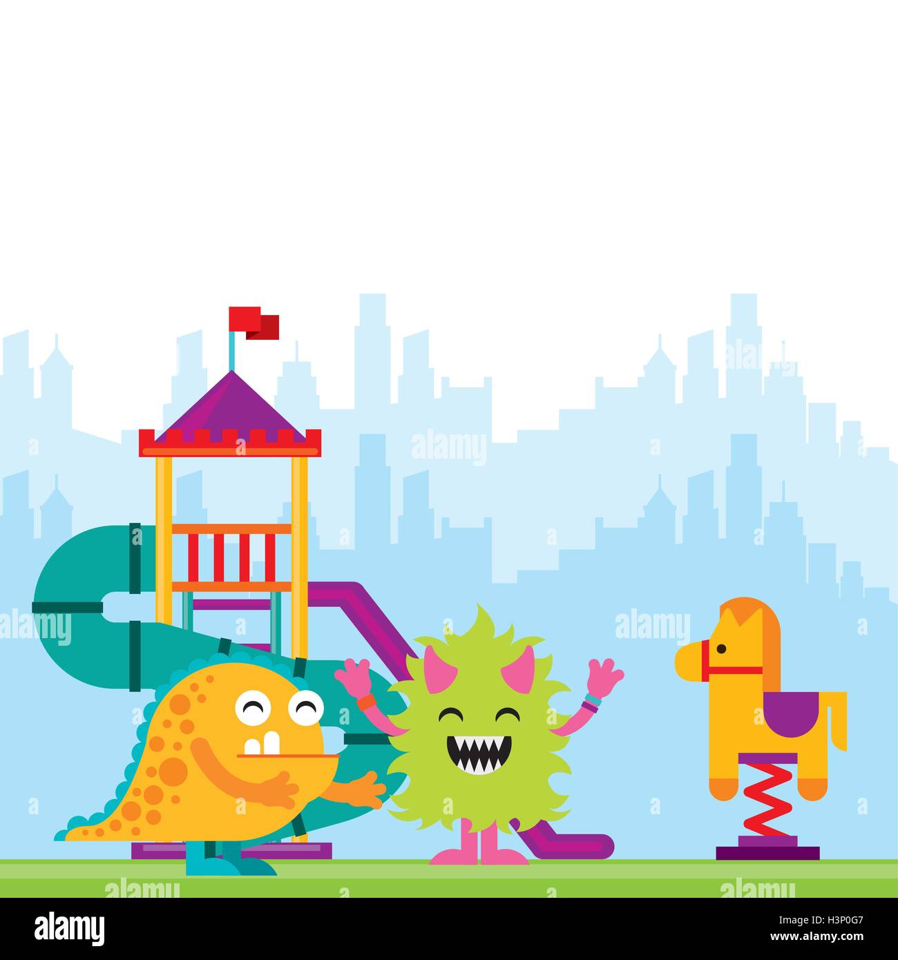 monster playing in playground Stock Vector Image & Art - Alamy