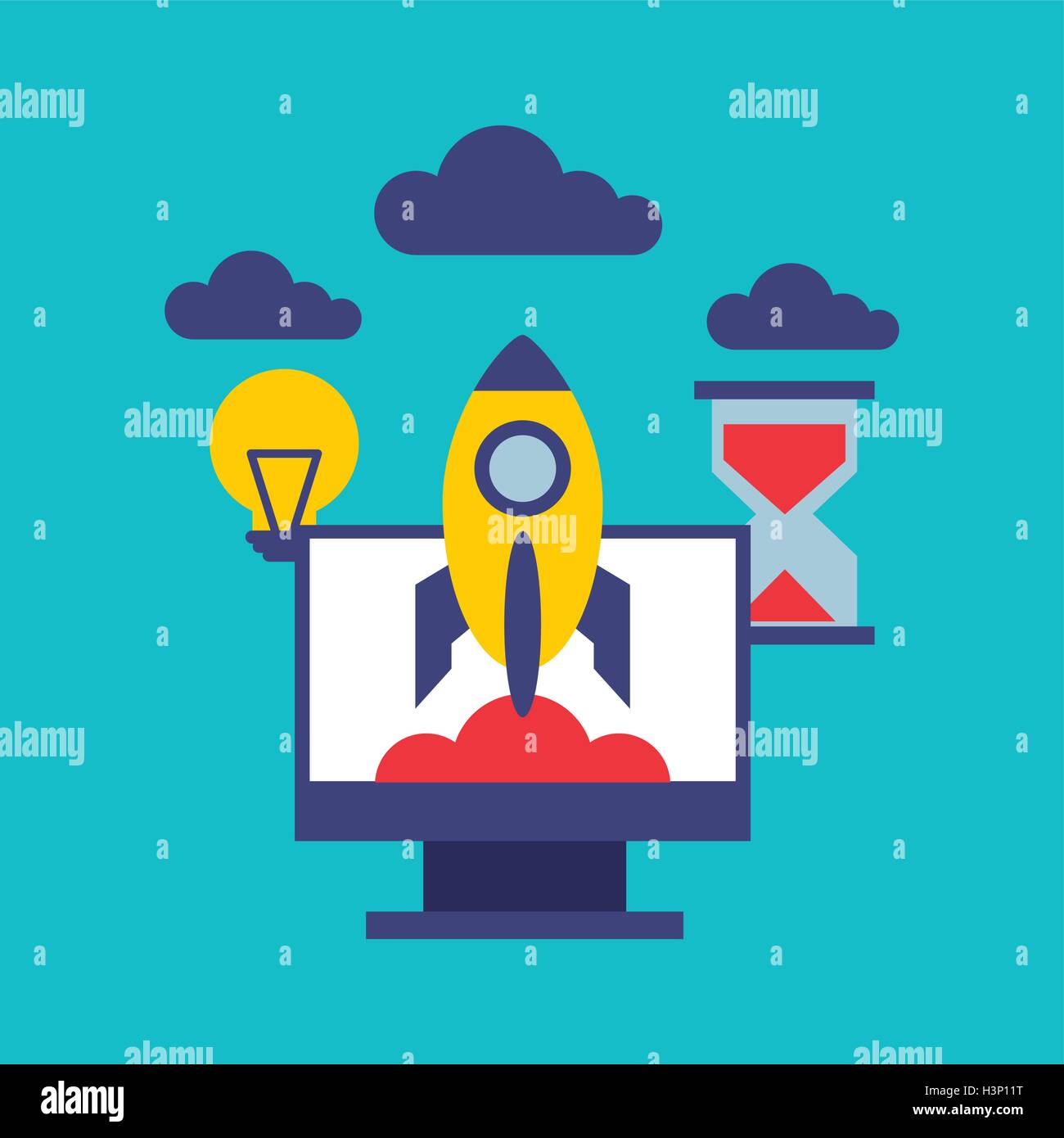 monitor computer with social marketing icon Stock Vector Image & Art ...