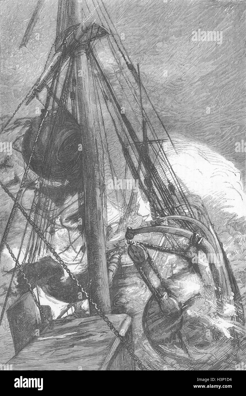 SHIPS Royals Sarmatian trysail blown off-bridge 1879. The Graphic Stock ...