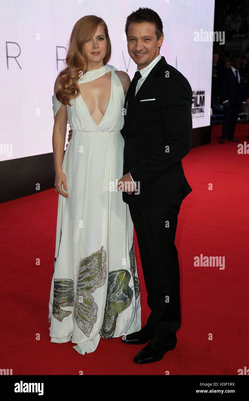 Amy Adams and Jeremy Renner attending the 60th BFI London Film Festival ...