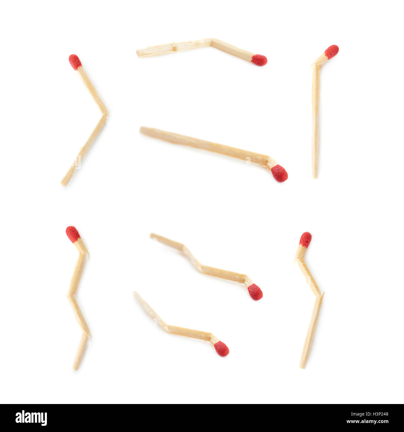 Set of Broken Wooden match isolated over the white background Stock ...