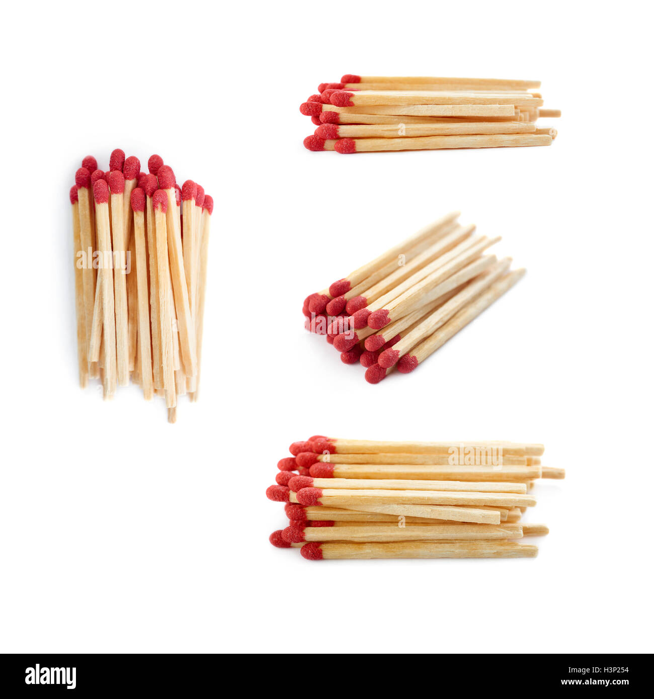 Set of Pile of Wooden matches isolated over the white background Stock ...