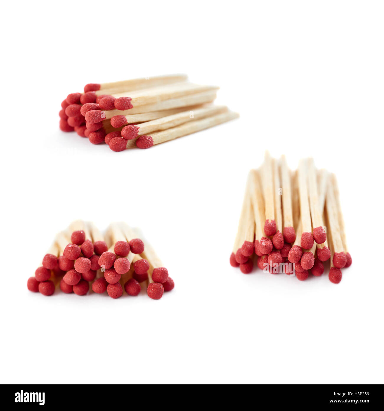 Set of Pile of Wooden matches isolated over the white background Stock ...