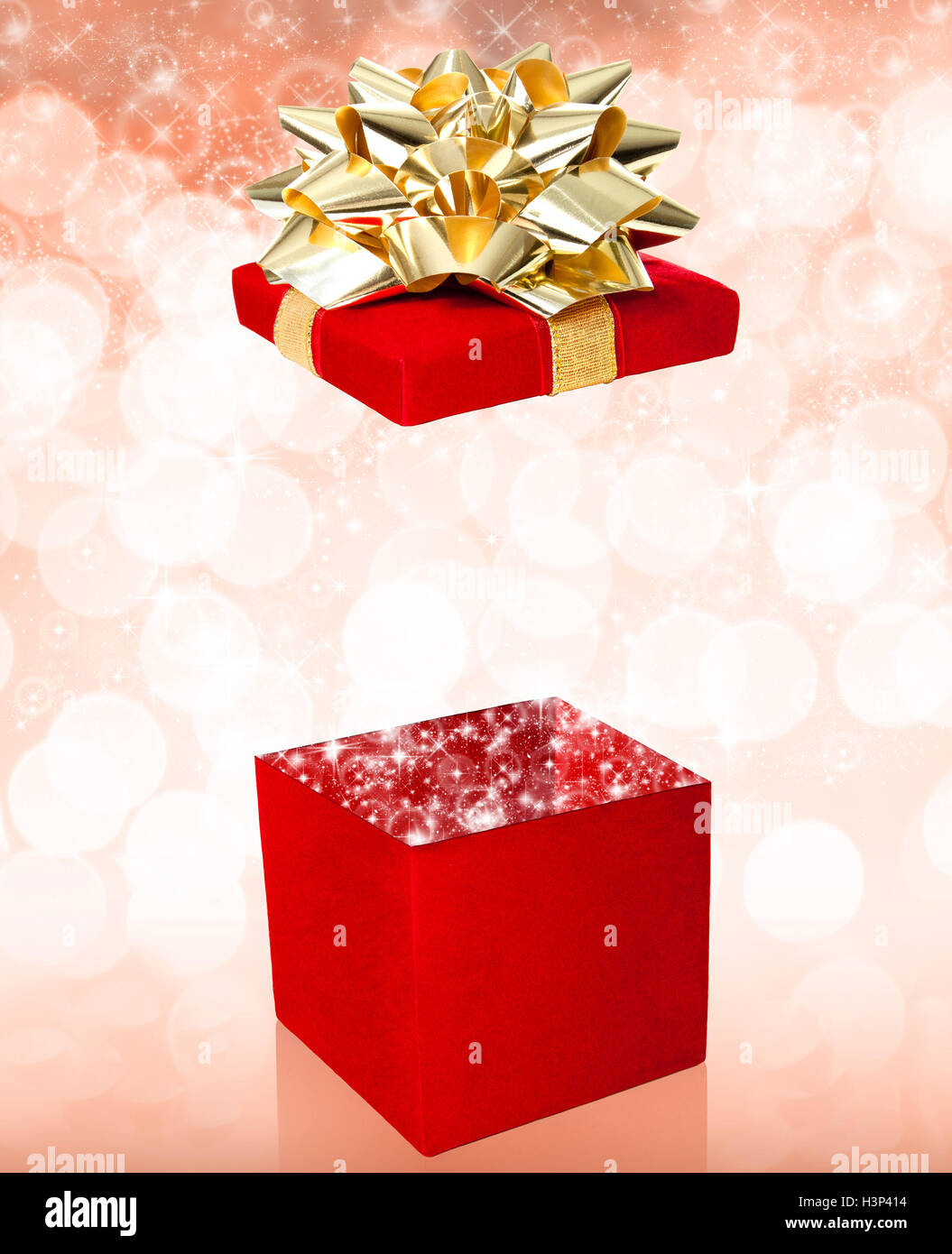 Opened Gift Box With Glittering Background and Copy Space Stock Photo ...