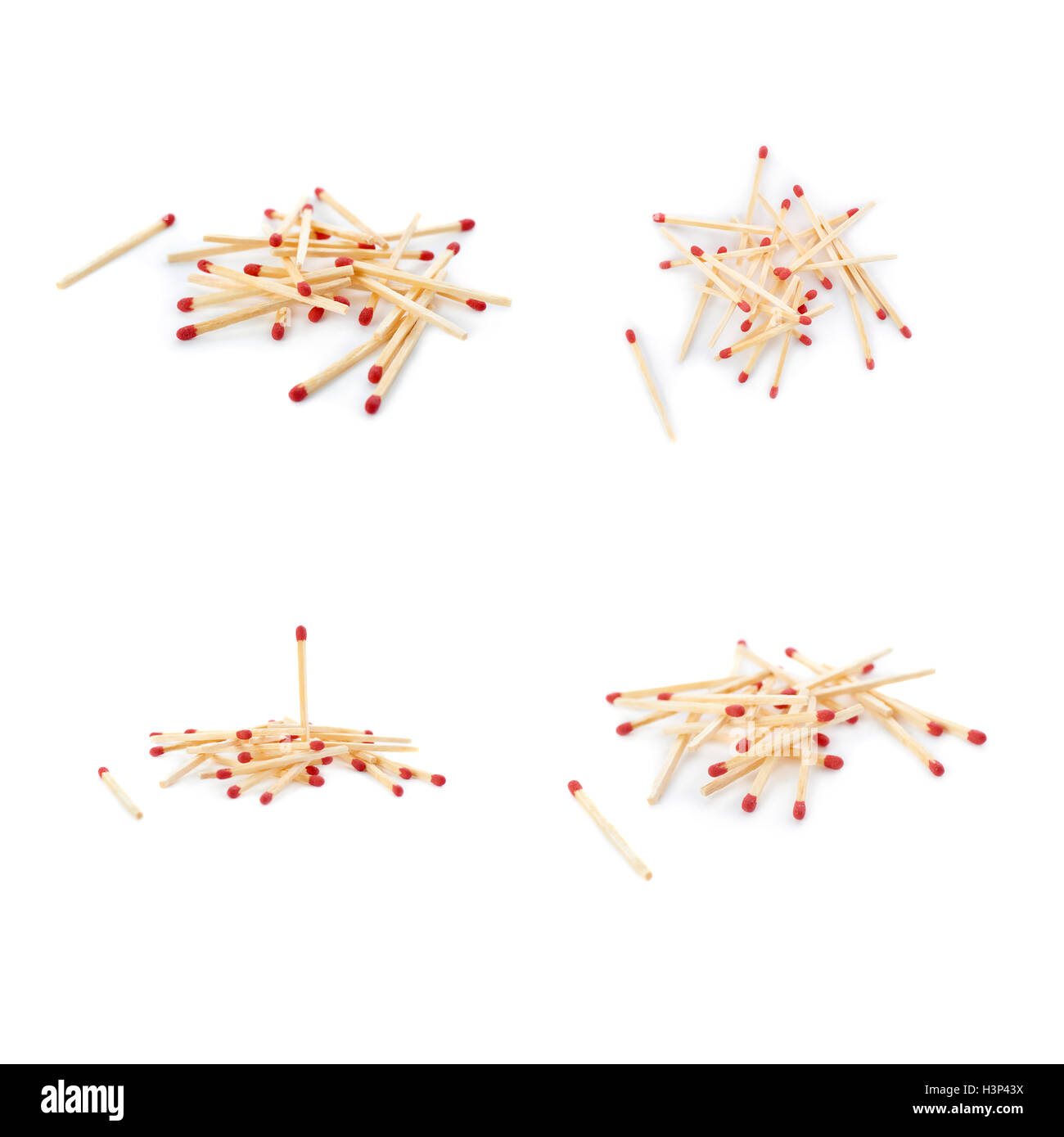 Set of Pile of Wooden matches isolated over the white background Stock ...