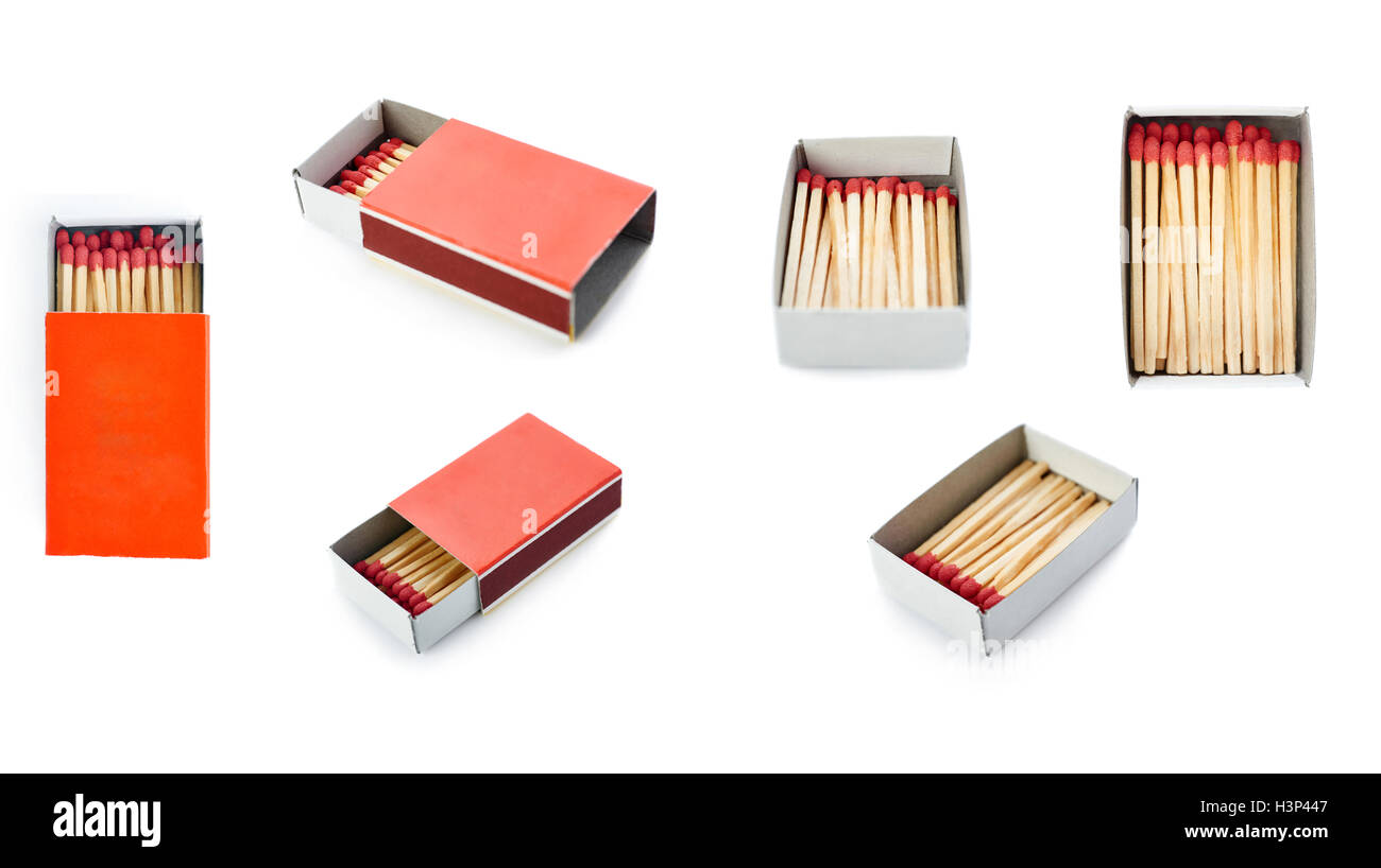 Set of Pile of Wooden matches isolated over the white background Stock ...
