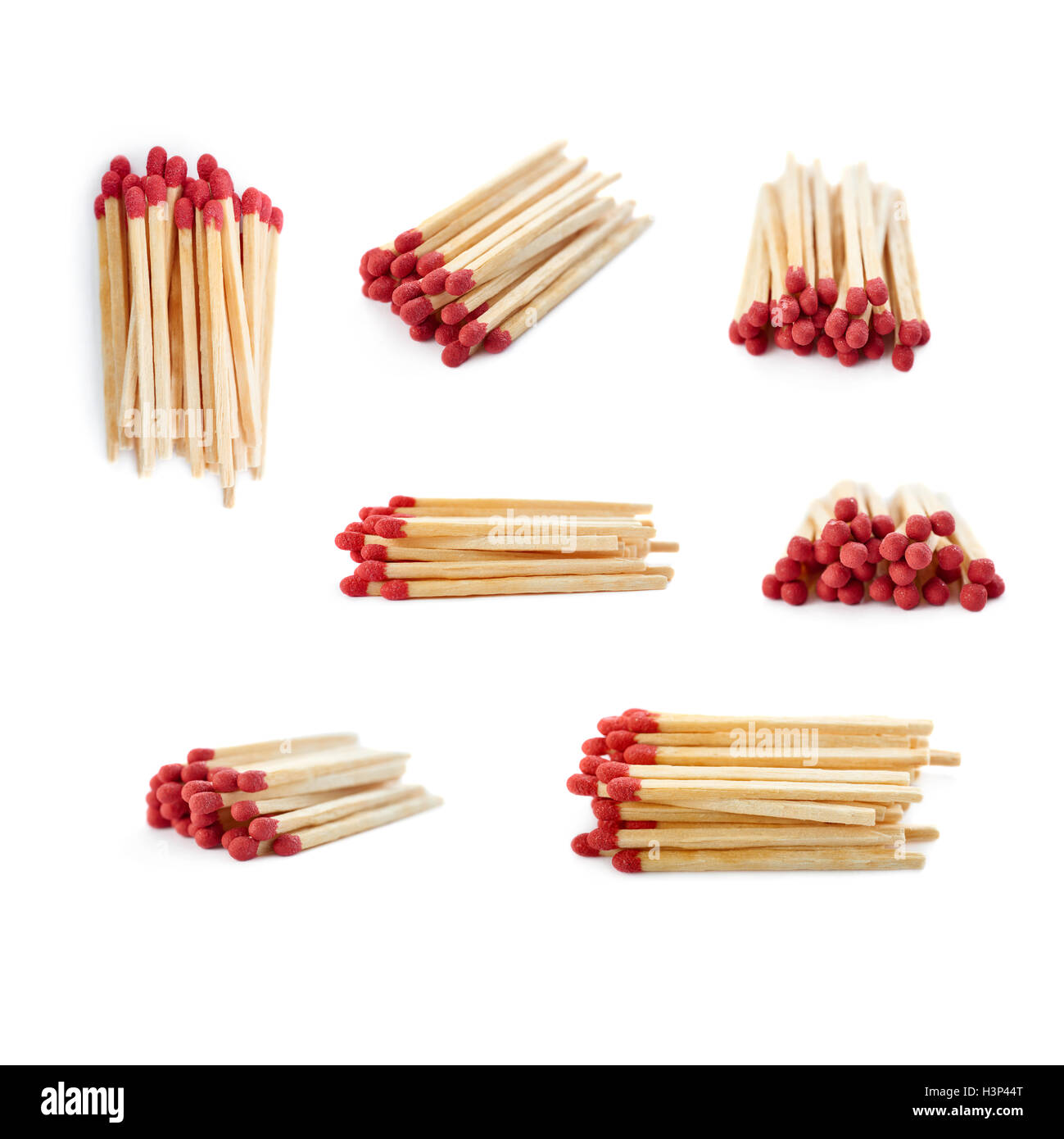 Set of Pile of Wooden matches isolated over the white background Stock ...