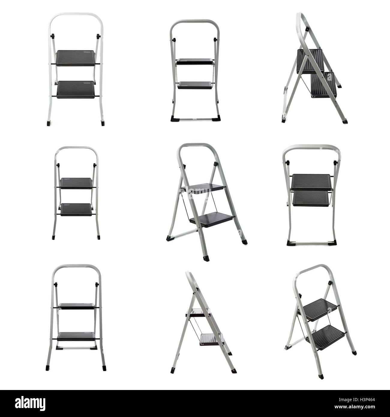 Set of Two steps ladder over isolated white background Stock Photo - Alamy