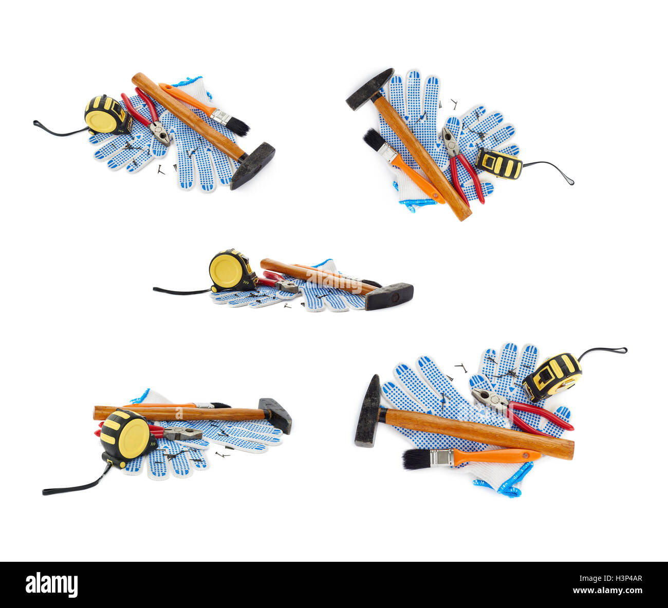 Set of Pile of working tools over isolated white background Stock Photo ...
