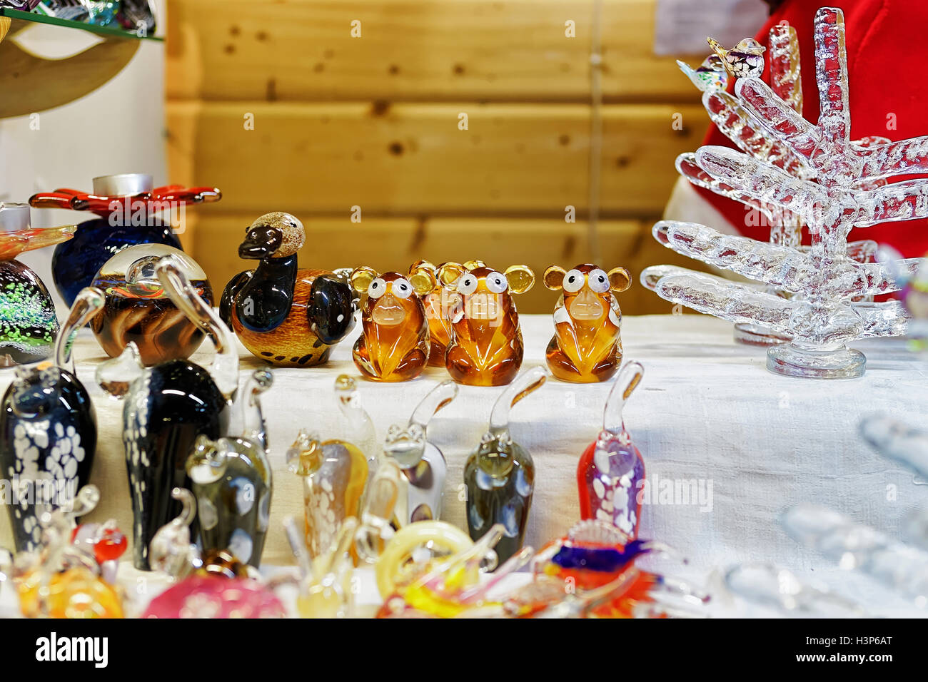 Monkey figures as the symbol of the upcoming year and other glass ...