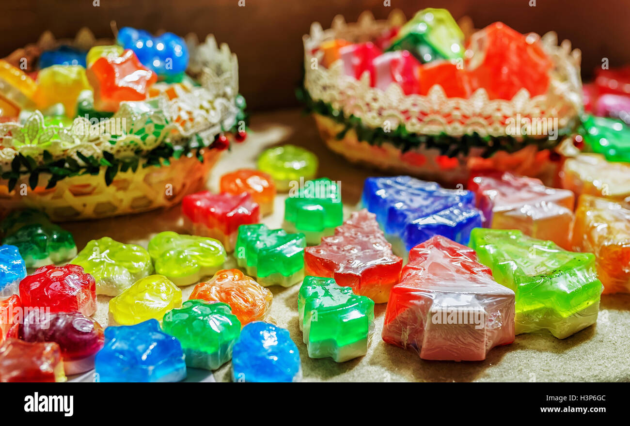 Colorful handmade soap presented at one of the stall during the ...