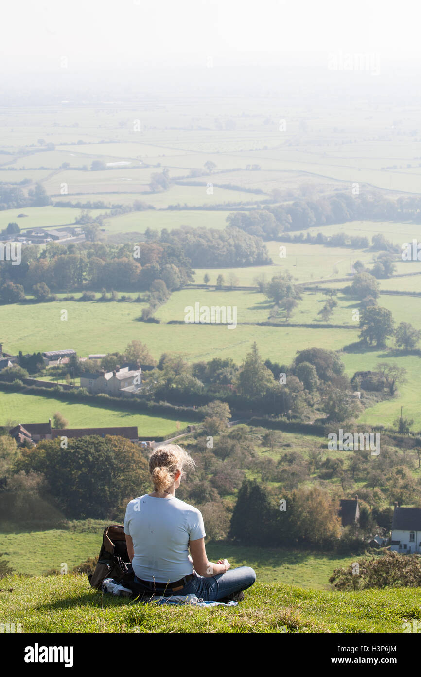 Hippy woman meditating hi-res stock photography and images - Alamy
