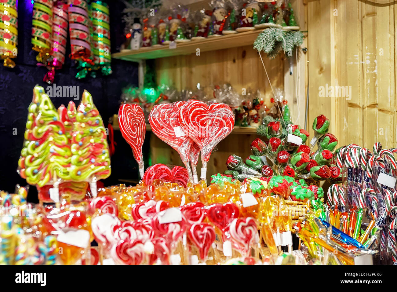 Vilnius, Lithuania - December 27, 2015: Stall with traditional colorful ...