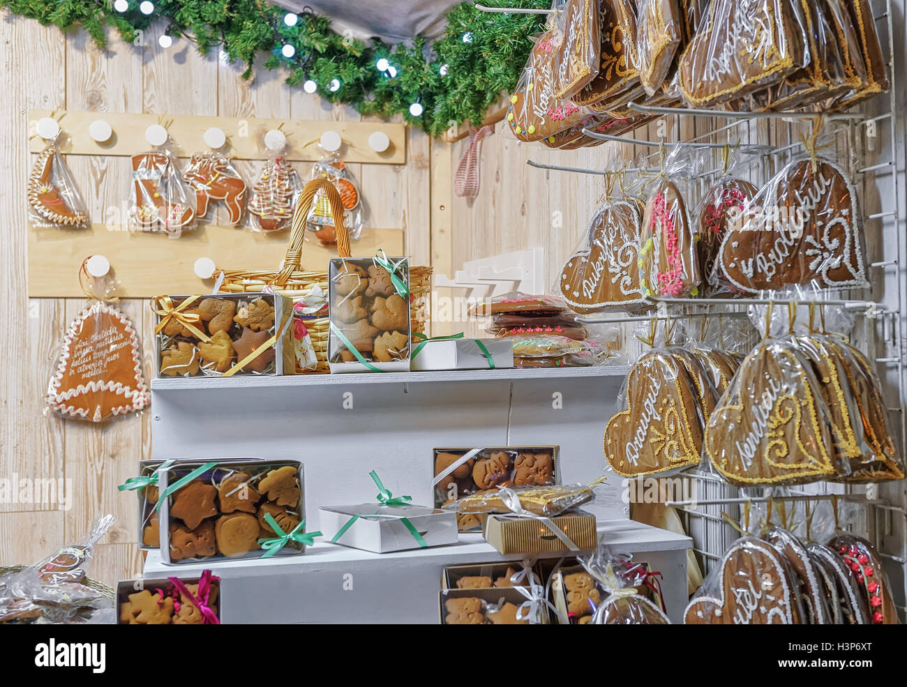Vilnius, Lithuania - December 27, 2015: Gingerbread among other cookies ...
