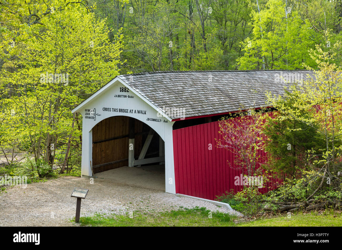 Parke County, Indiana: The Narrows Bridge in early spring, Turkey Run ...