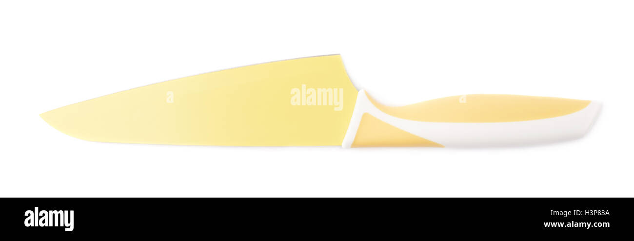 Steel yellow knife isolated over the white background Stock Photo - Alamy