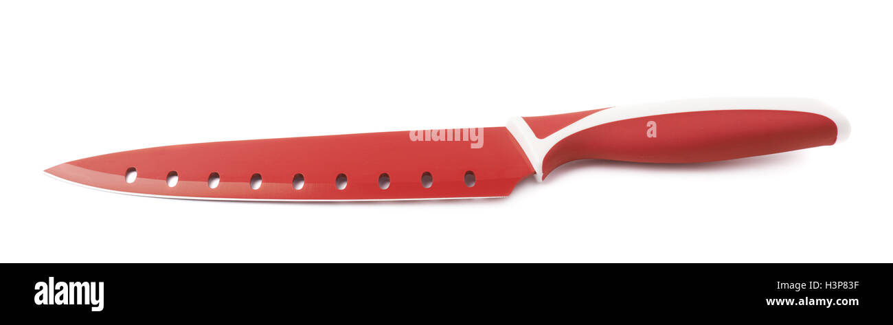 Steel red knife isolated over the white background Stock Photo - Alamy