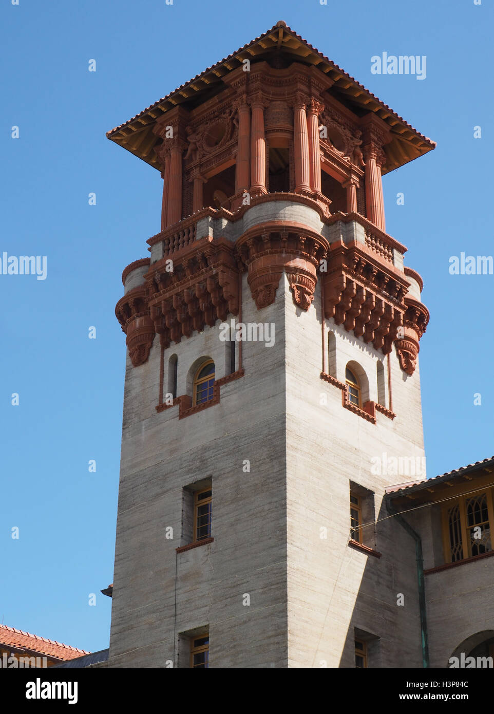 A tower for the Lightner Museum in St. Augustine Florida. The building ...
