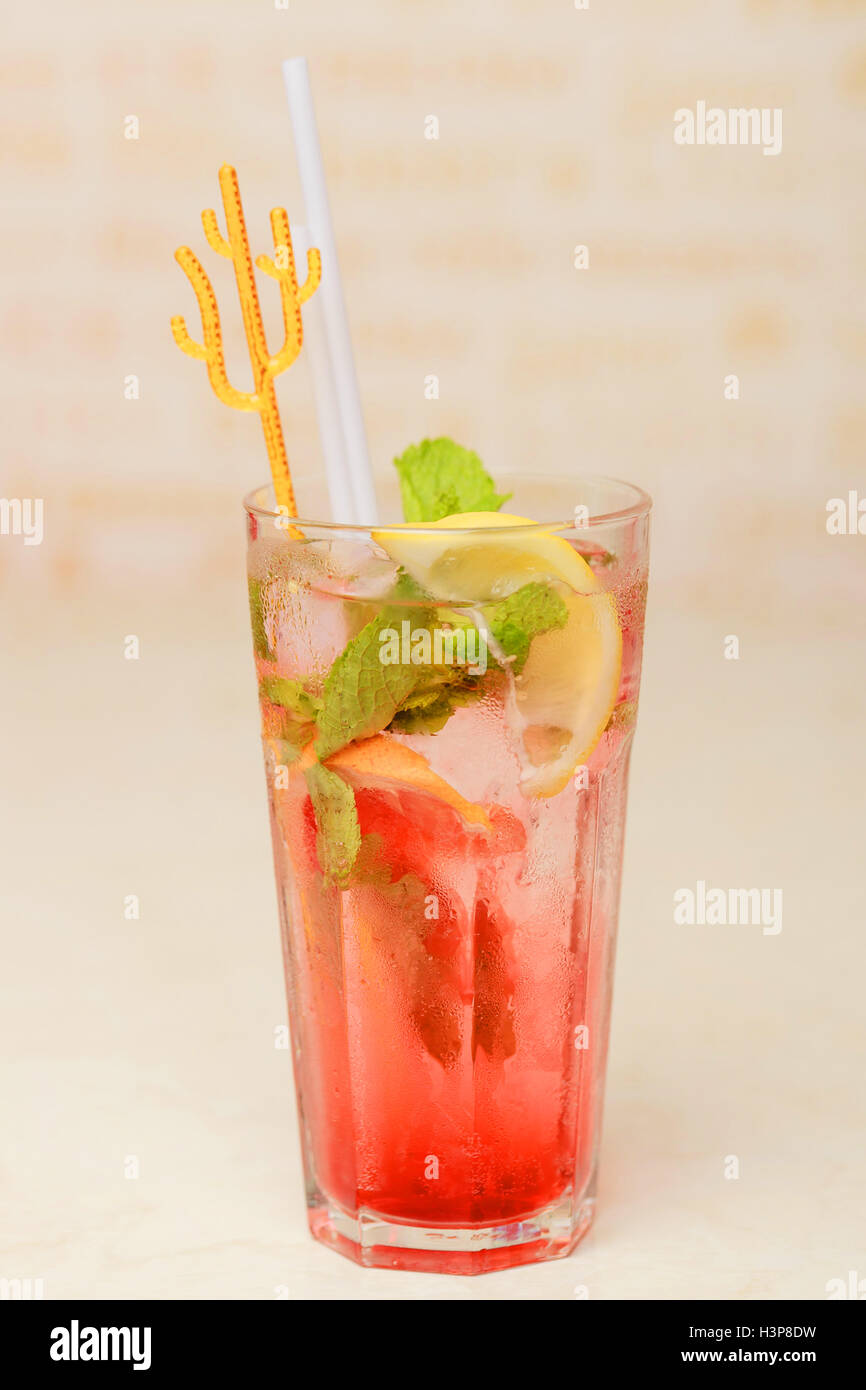 Cold cocktail on table Stock Photo - Alamy