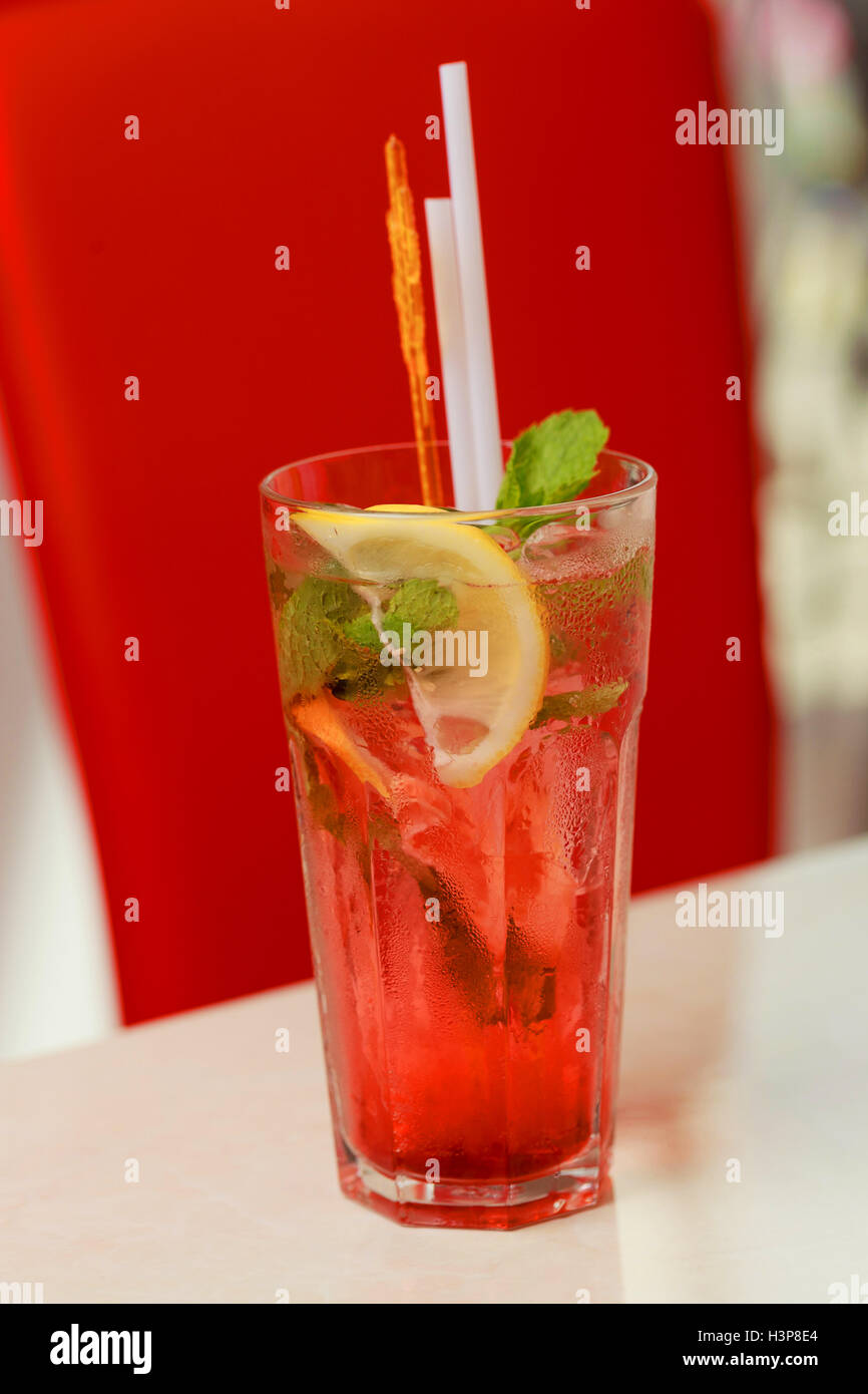 Cold cocktail on table Stock Photo - Alamy