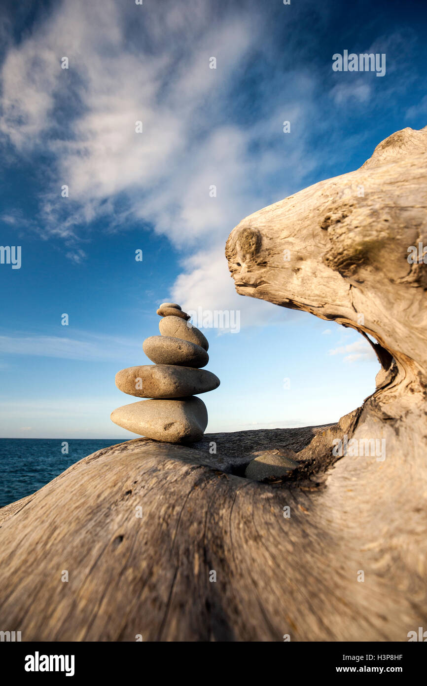 Rock Cairn - Ediz Hook, Port Angeles, Washington, USA Stock Photo - Alamy