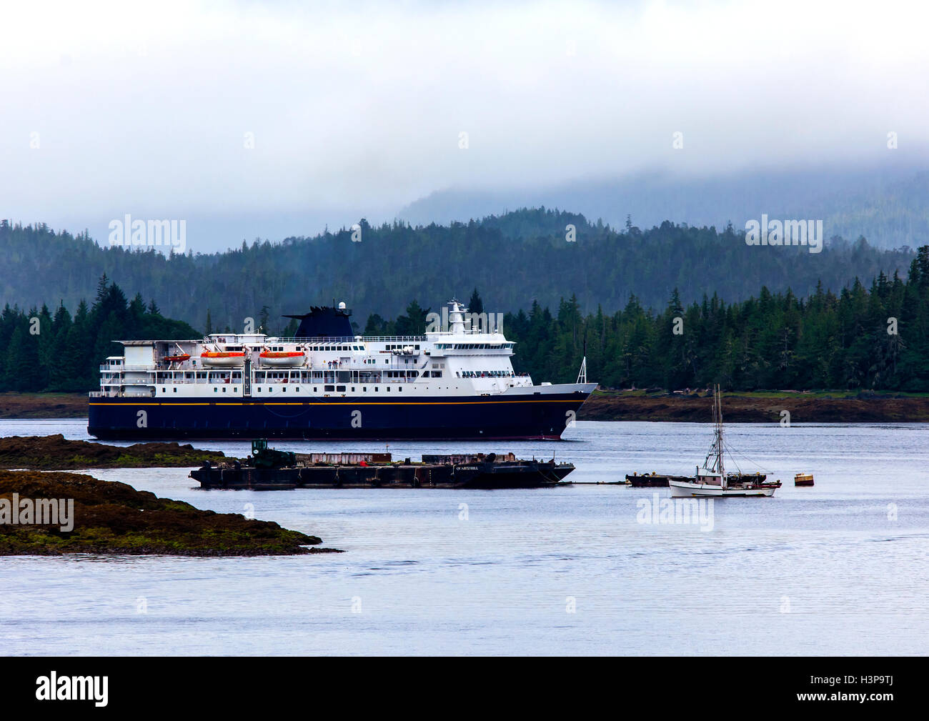 Small cruise ship sails through Tongass Narrows near Ketchikan in ...