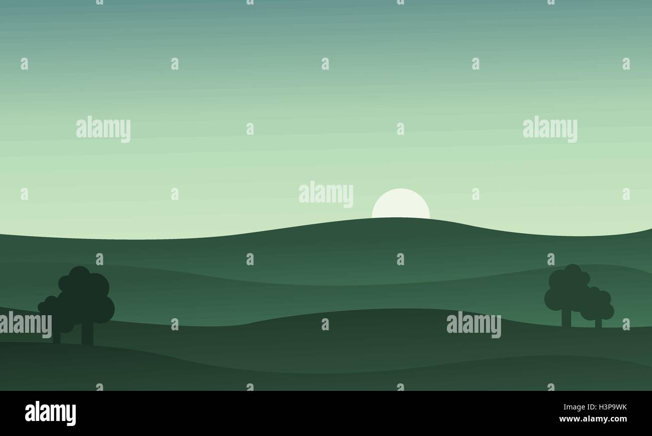 Landscape hills at the sunset vector Stock Vector Image & Art - Alamy
